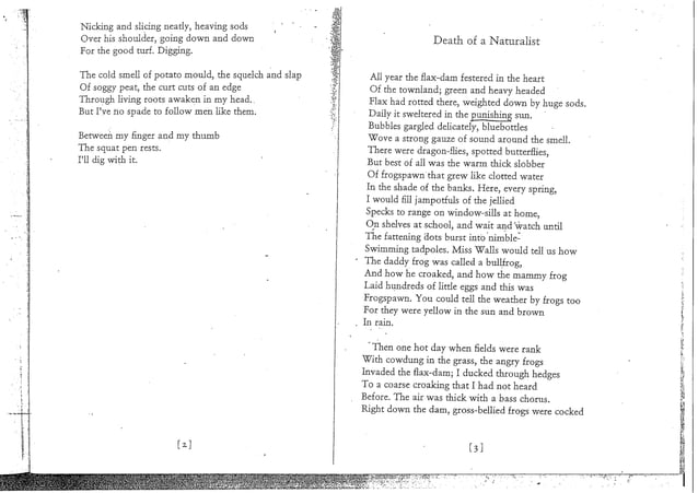 Seamus heaney death of a naturalist | PPT