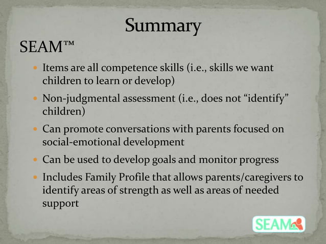 Using the Social-Emotional Assessment/Evaluation Measure (SEAM™) with ...