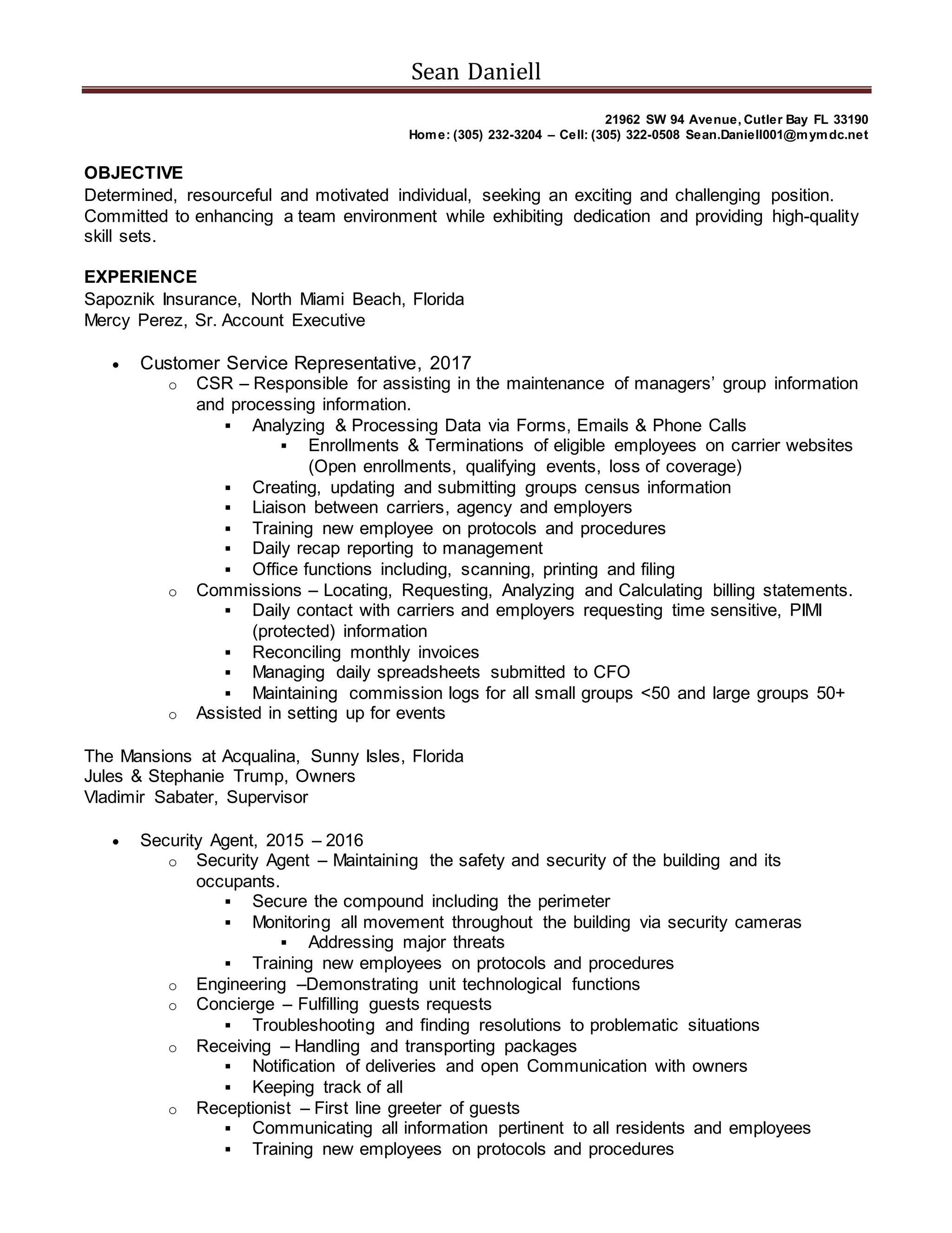 Sean daniell - Resume' | DOCX