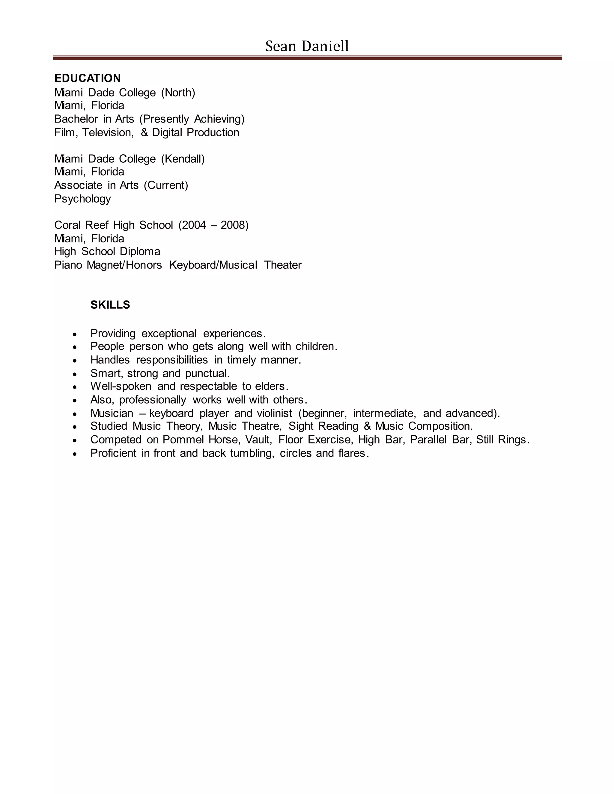 Sean daniell - Resume' | DOCX