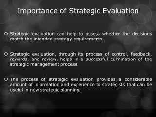Techniques of Strategic Evaluation & Strategic | PPTX