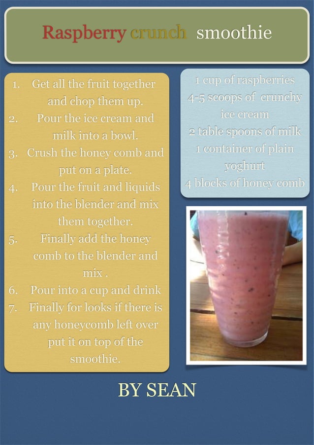 Sean's recipe for smoothies | PDF