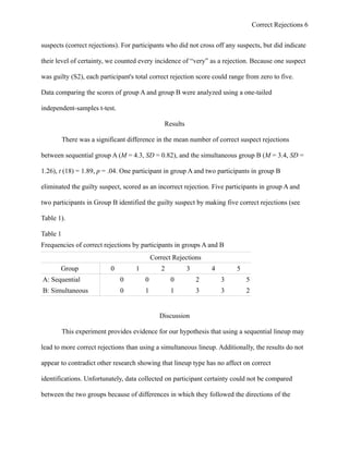 Correct Rejections in Sequential and Simultaneous Lineups | DOC