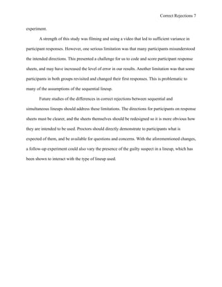 Correct Rejections in Sequential and Simultaneous Lineups | DOC