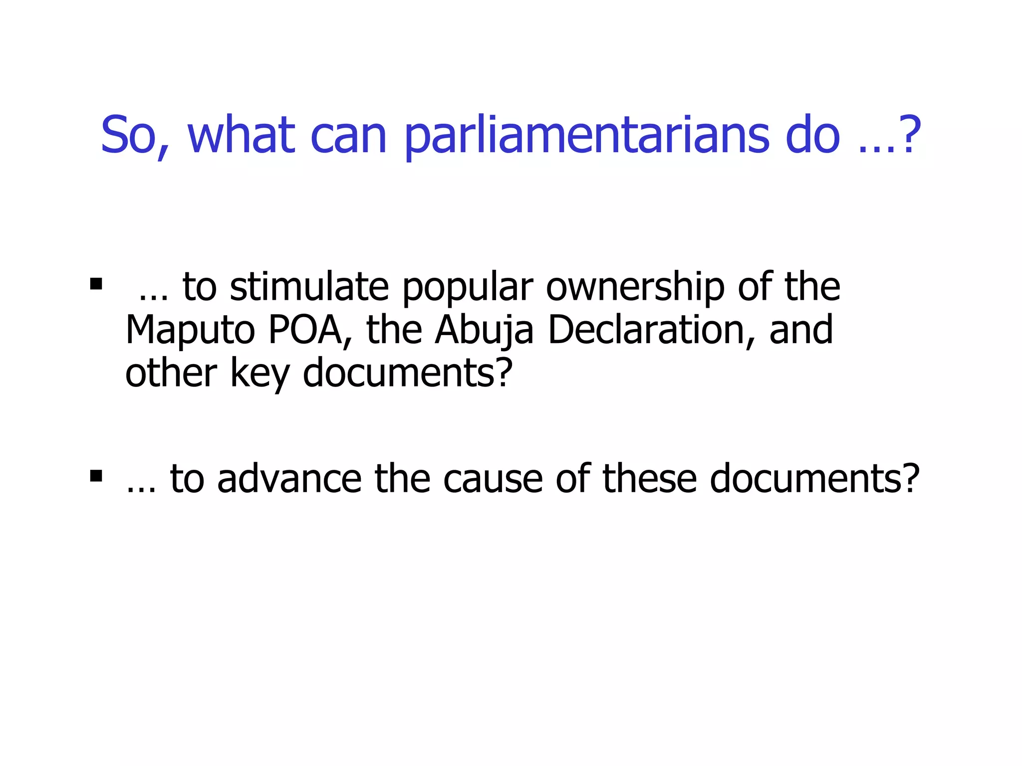 Reflections on the Maputo Plan of Action and the Abuja Declaration | PPT