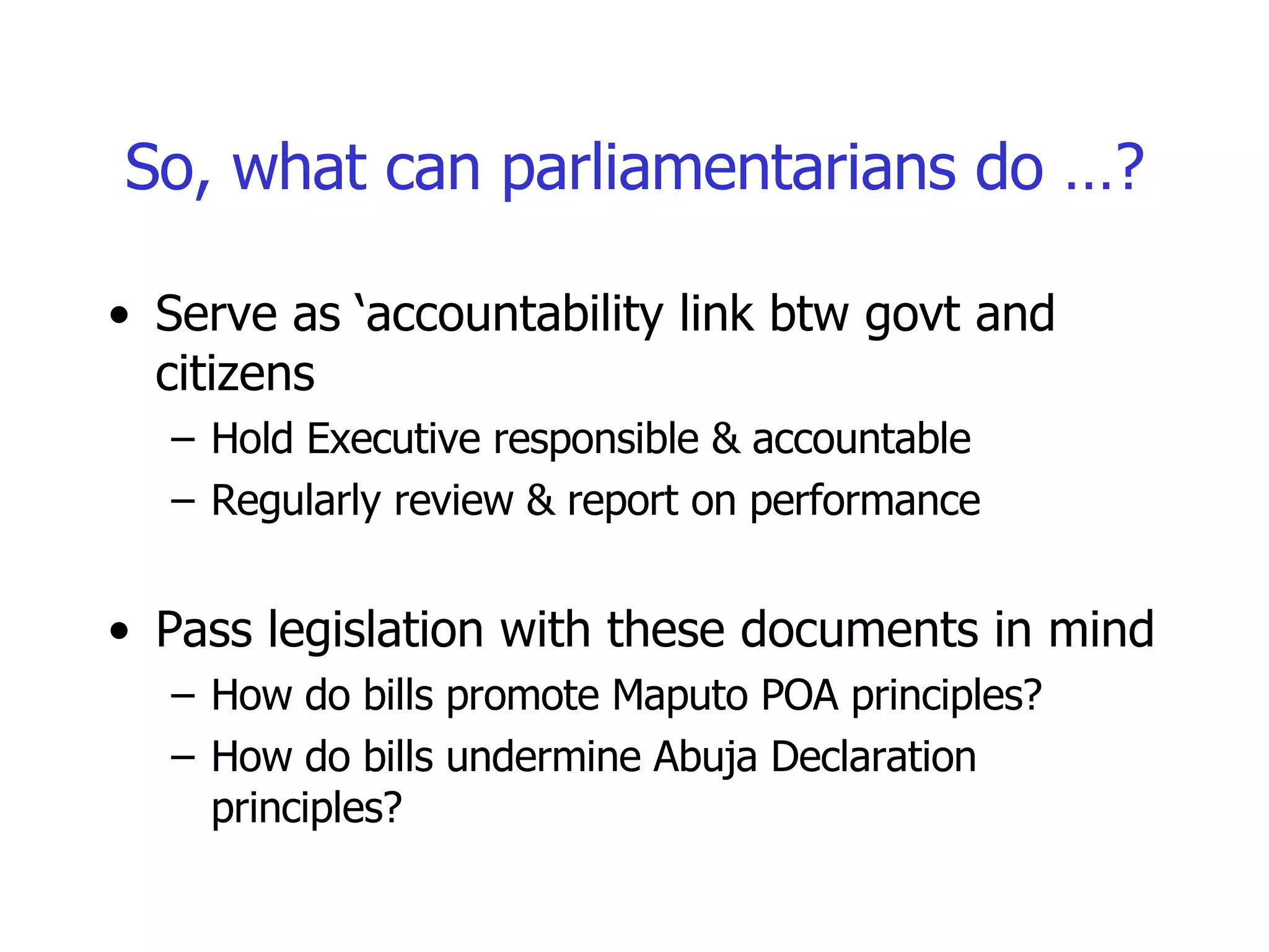 Reflections on the Maputo Plan of Action and the Abuja Declaration | PPT