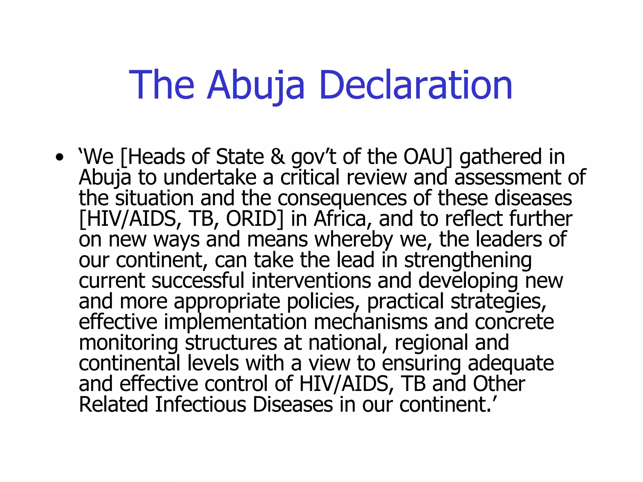 Reflections on the Maputo Plan of Action and the Abuja Declaration | PPT