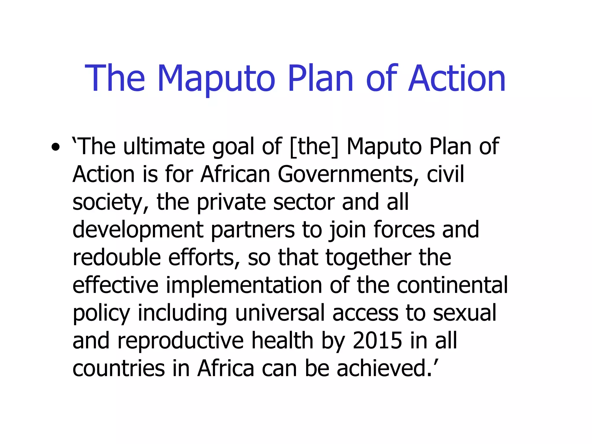 Reflections on the Maputo Plan of Action and the Abuja Declaration | PPT