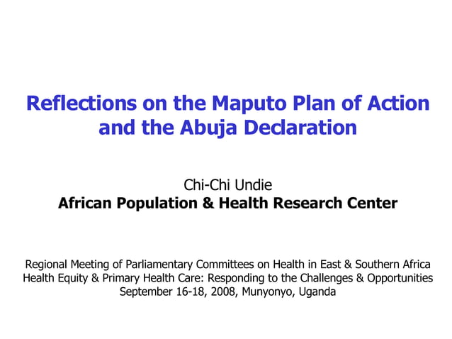 Reflections on the Maputo Plan of Action and the Abuja Declaration | PPT