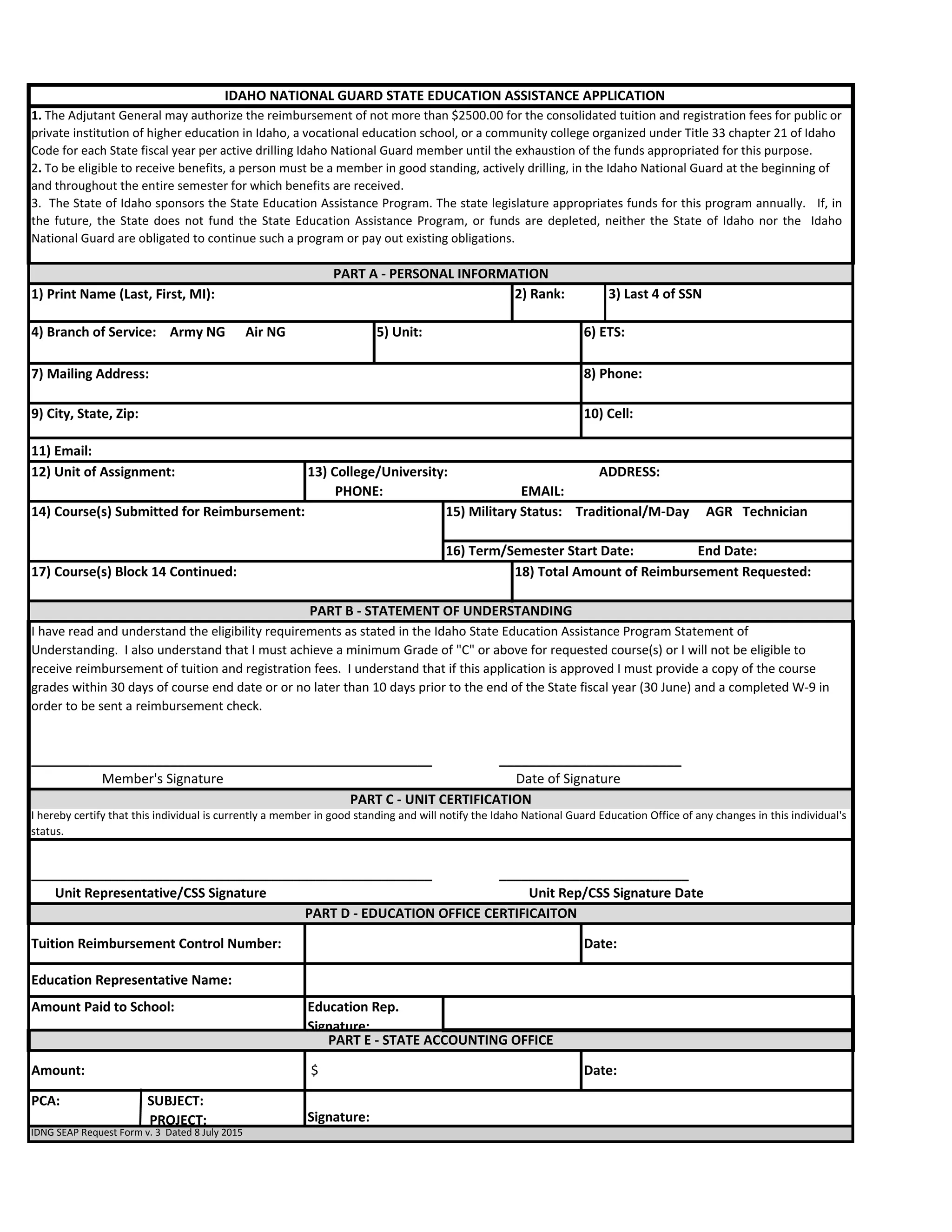 Idaho State Education Assistance application 7 july 15 encl 3 | PDF