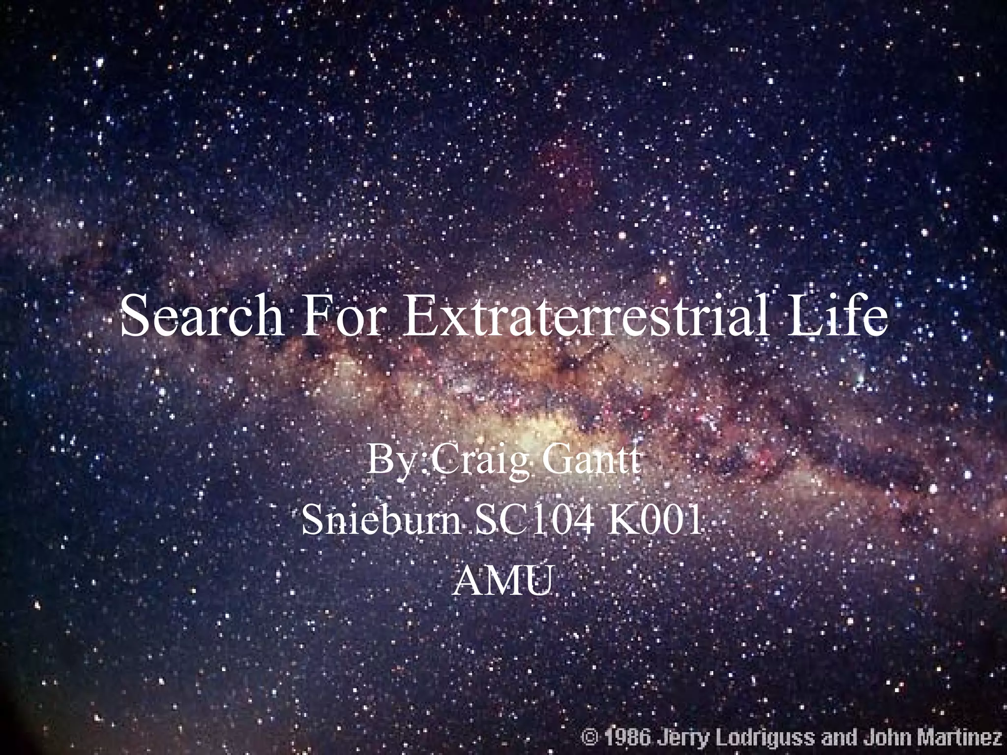 Search For Extraterrestrial Life | PPT