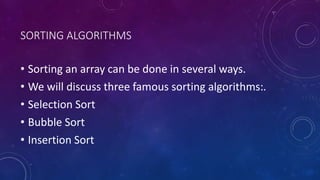 Search and Sort algorithms. Bubble, Insertion, Selection. | PPT