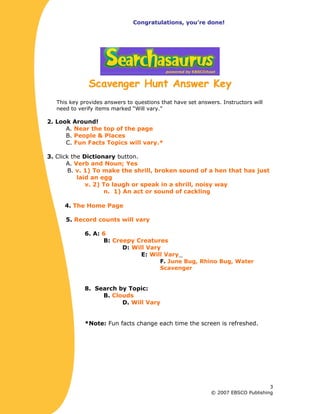 Searchasaurus scavengerhunt | PDF