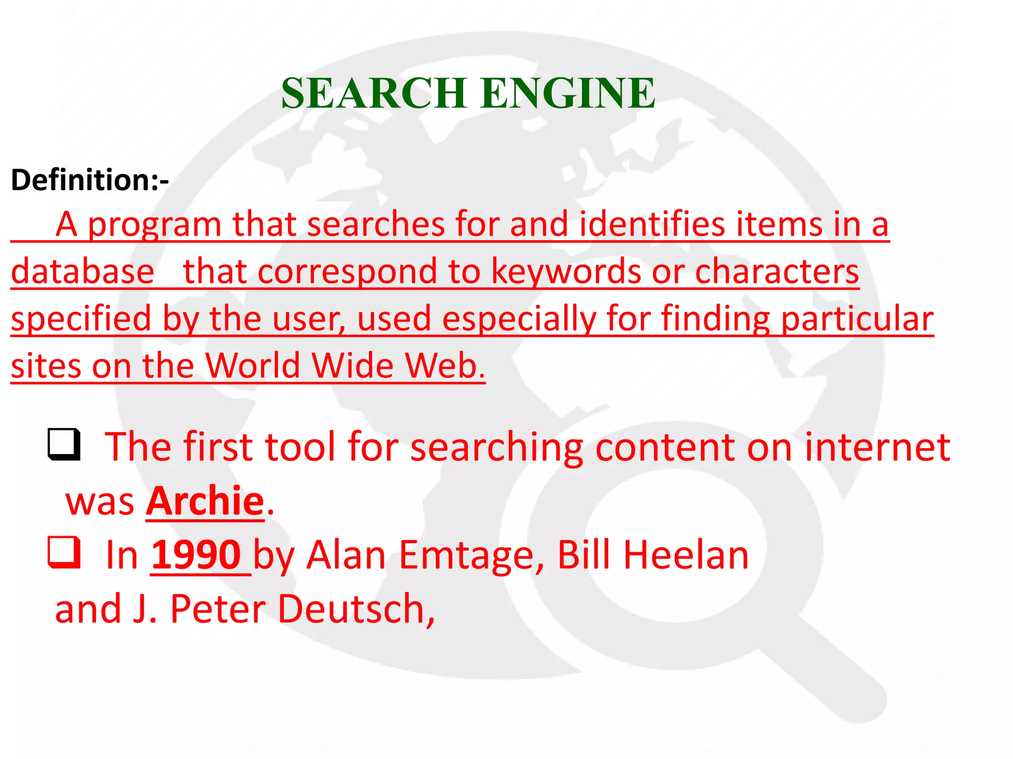 Types and overview of Search Engine | PPTX