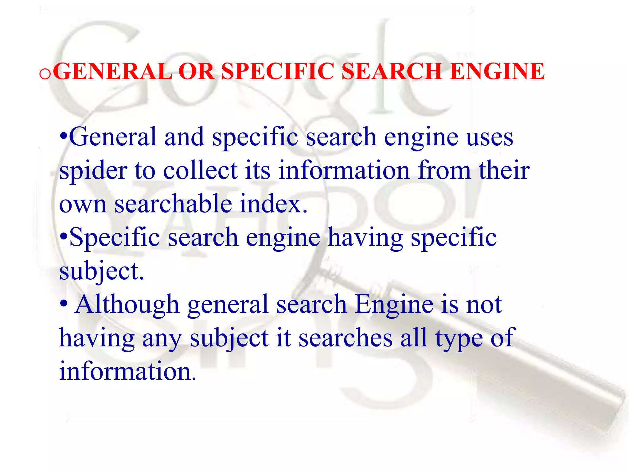 Types and overview of Search Engine | PPTX