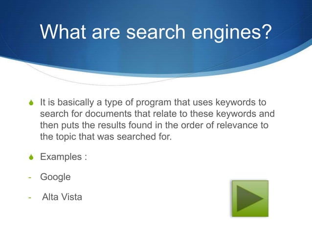 Search Engine Powerpoint | PPTX | Search | Internet