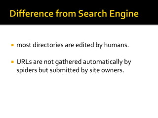 Search engines and web directories | PPTX