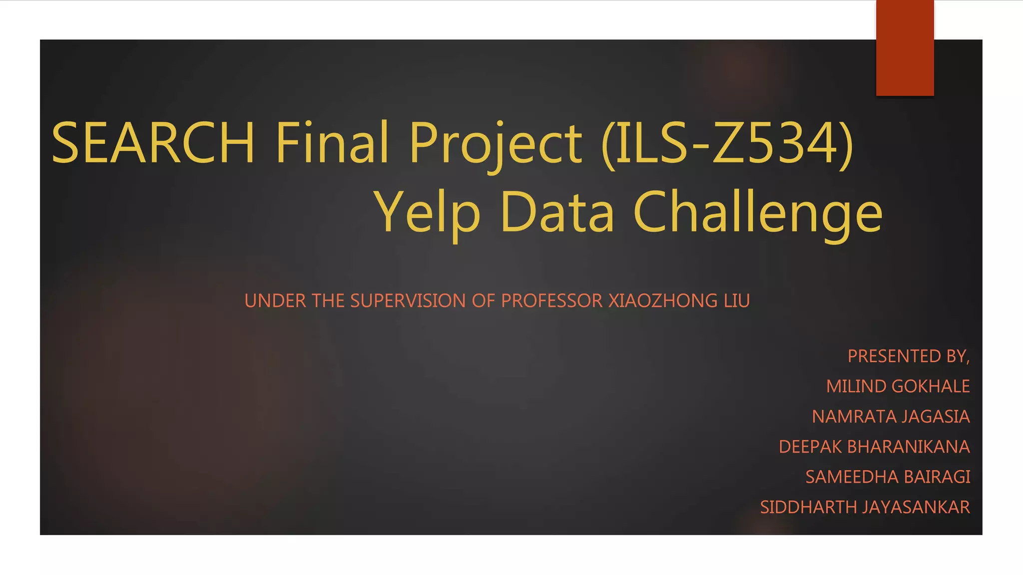 Yelp Dataset Challenge 2015 | PPTX