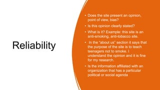 Searching and evaluating internet resources | PPTX