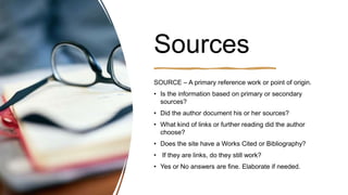 Searching and evaluating internet resources | PPTX