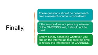 Searching and evaluating internet resources | PPTX