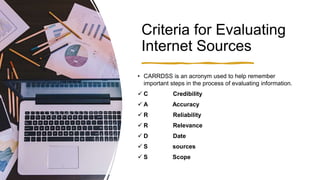 Searching and evaluating internet resources | PPTX