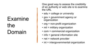 Searching and evaluating internet resources | PPTX