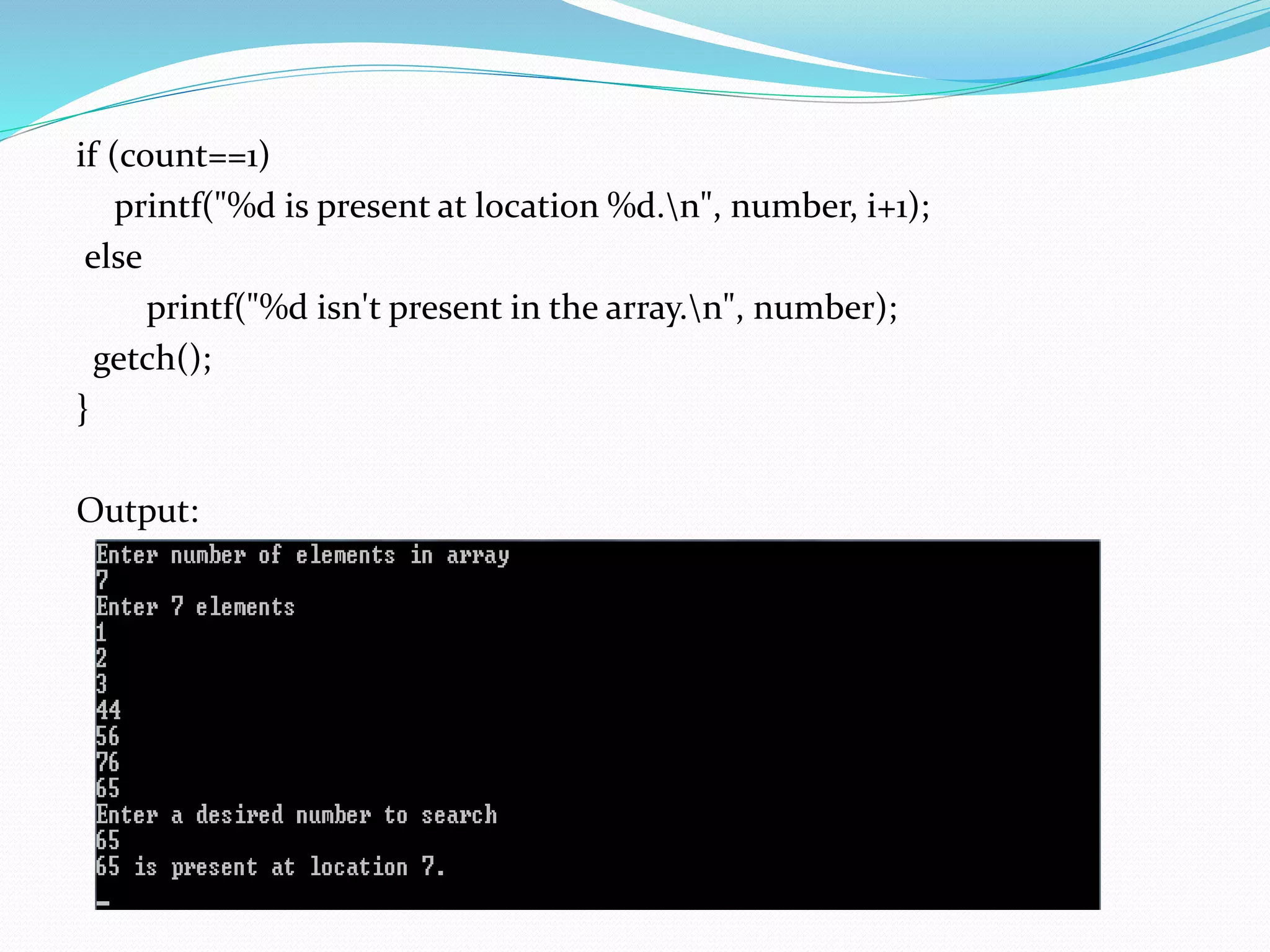 Searching in c language | PPT