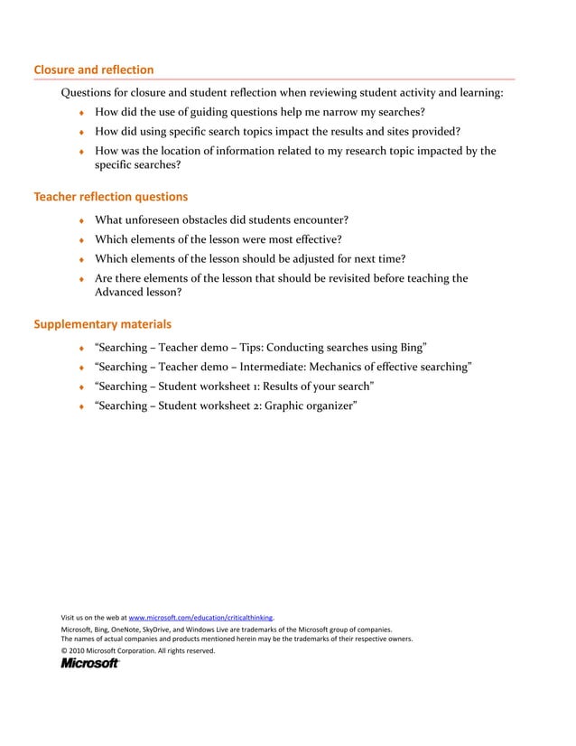 Searching lessonplan intermediate | PDF