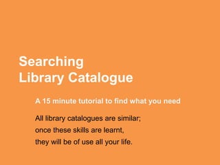 Searching Library Catalogue | PPTX