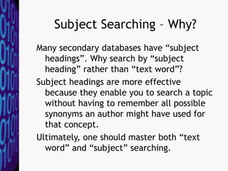 Searching secondary databases | PPTX