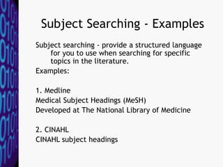 Searching secondary databases | PPT