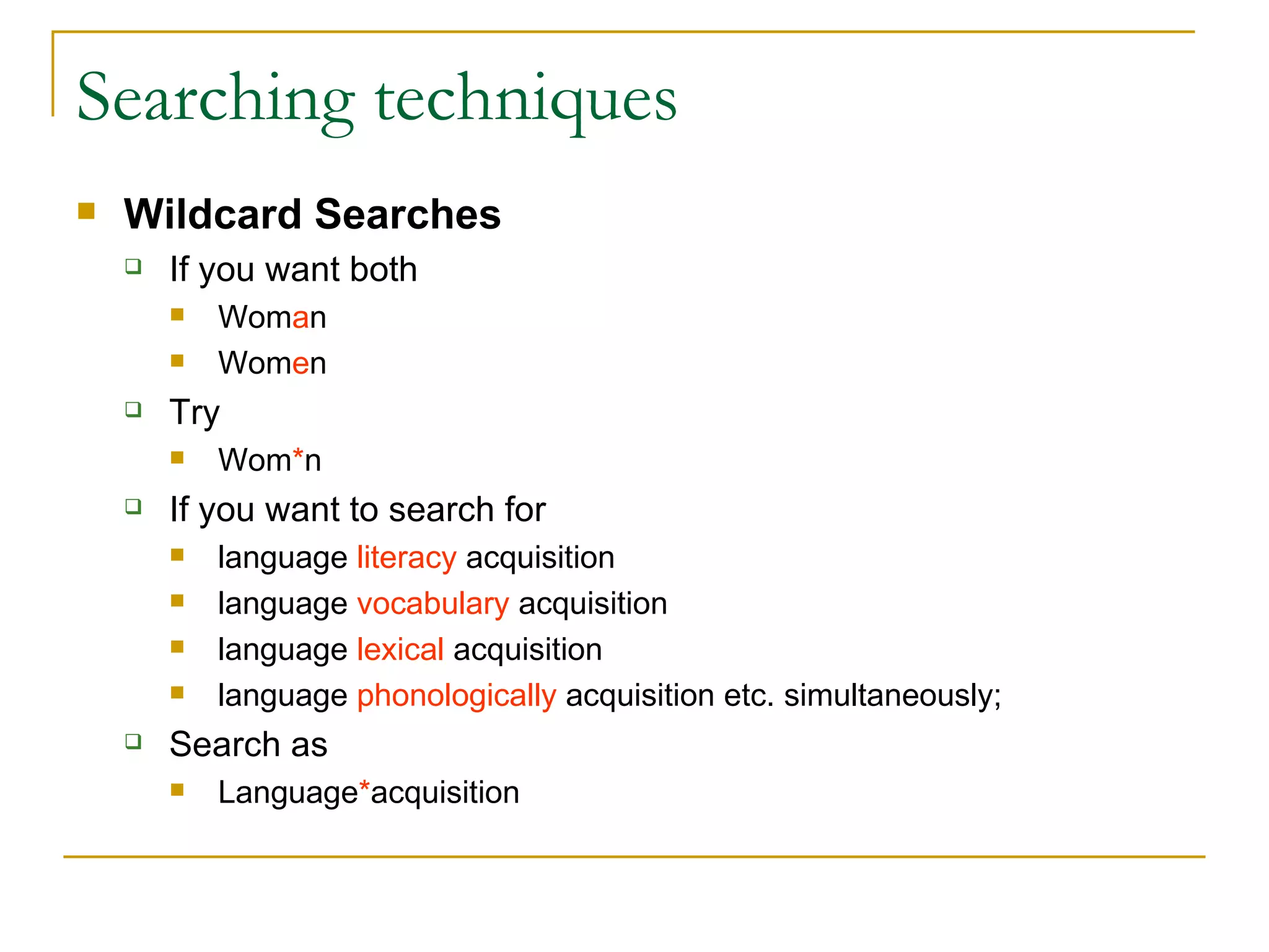 Searching techniques | PPT