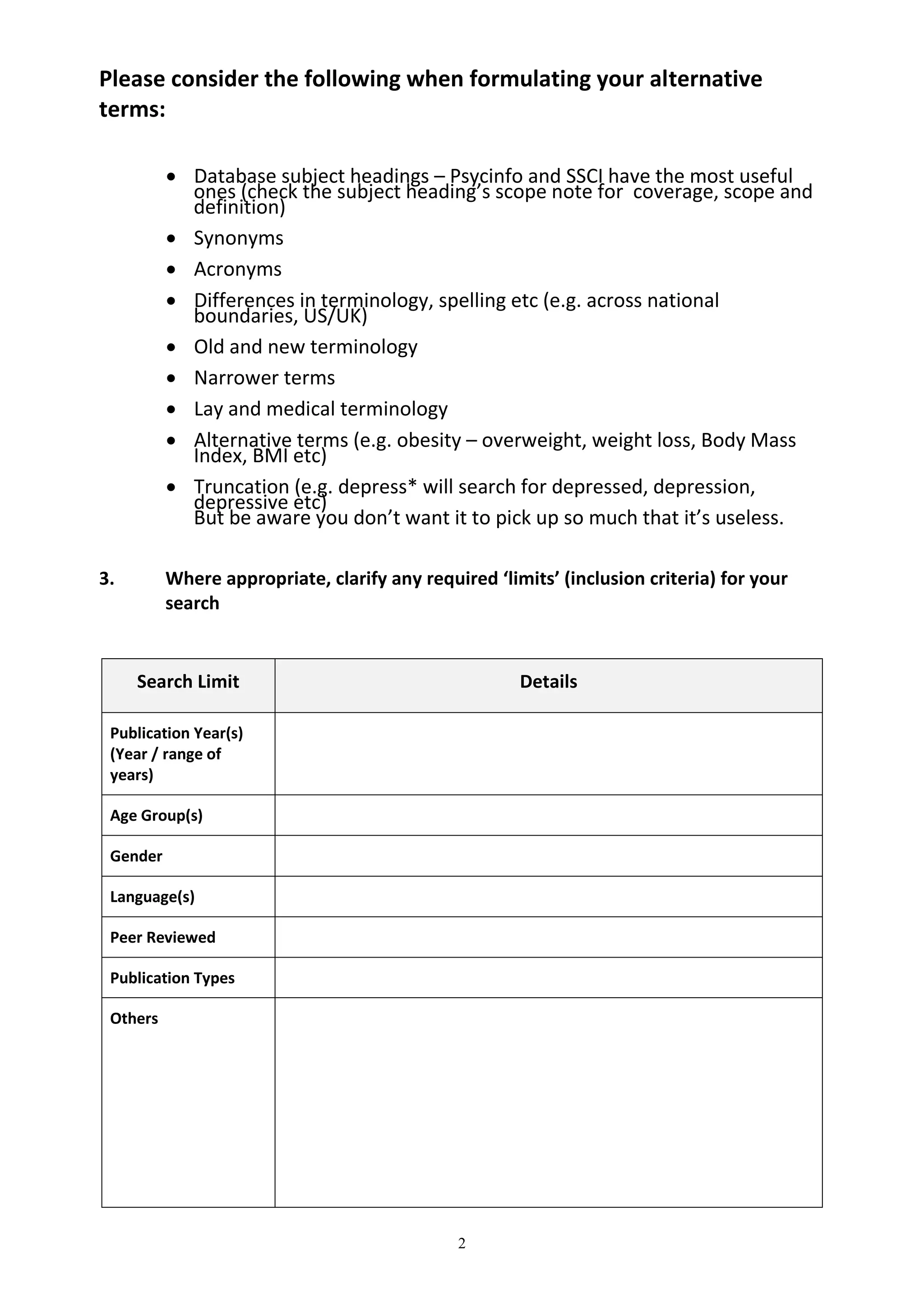 Search planning worksheet | PDF