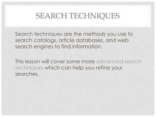General Search Strategies | PPT