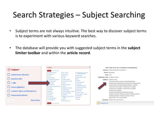 Search strategies – subject searching | PPT