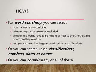Information search using search techniques for users | PPT