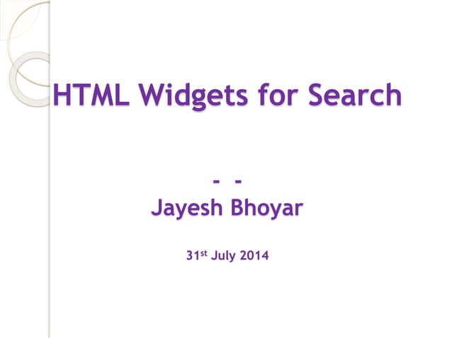 HTML Widgets For Search | PPT