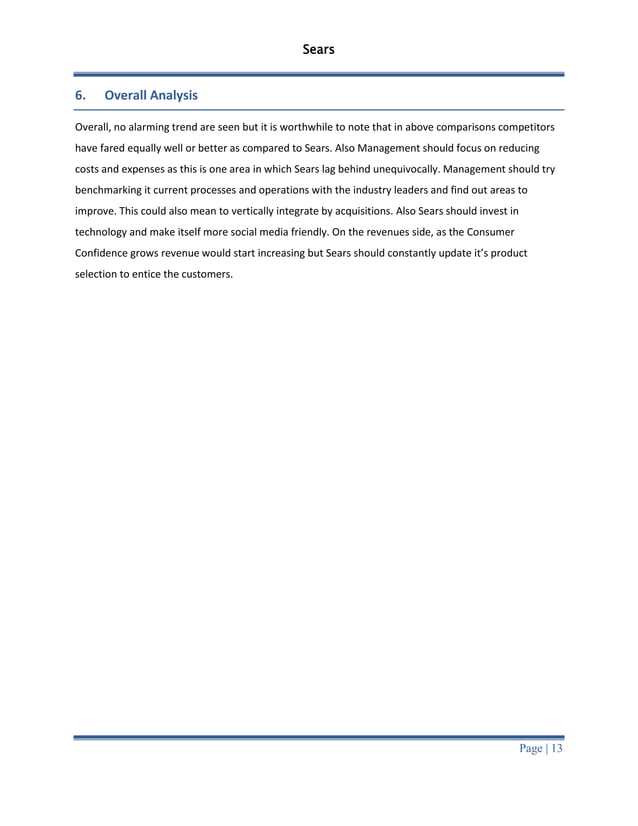 Sears canada Competitive Analysis | DOCX