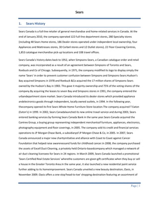 Sears canada Competitive Analysis | DOCX