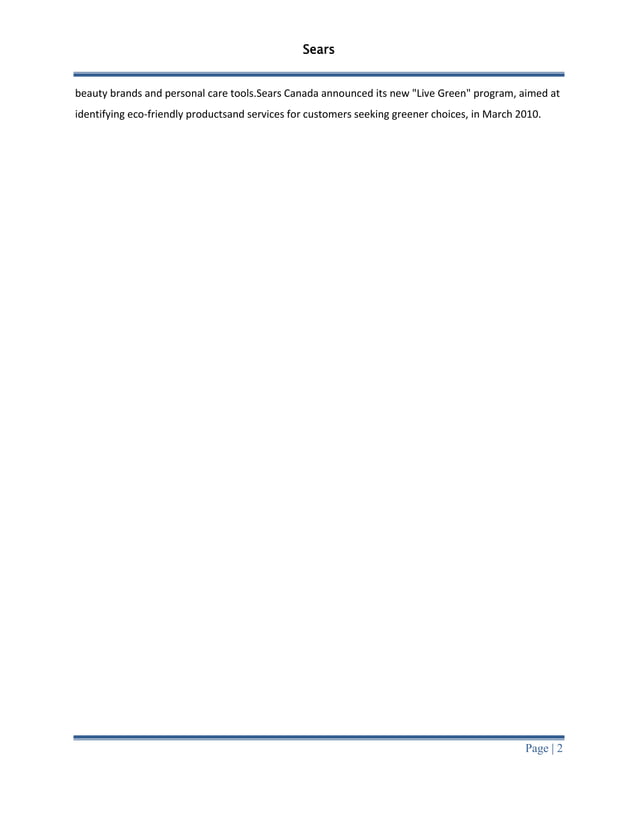 Sears canada Competitive Analysis | DOCX