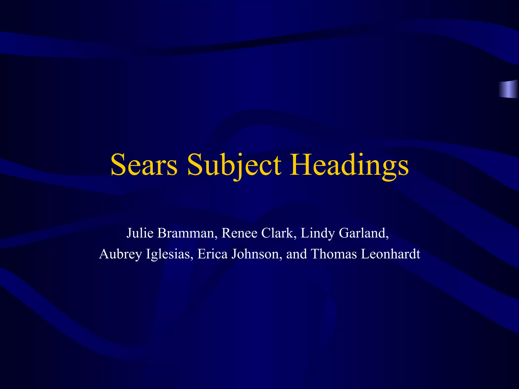 Sears Subject Headings | PPT