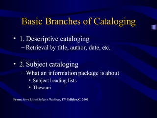 Sears Subject Headings | PPT