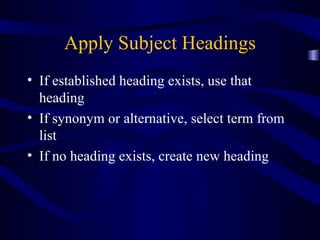 Sears Subject Headings | PPT