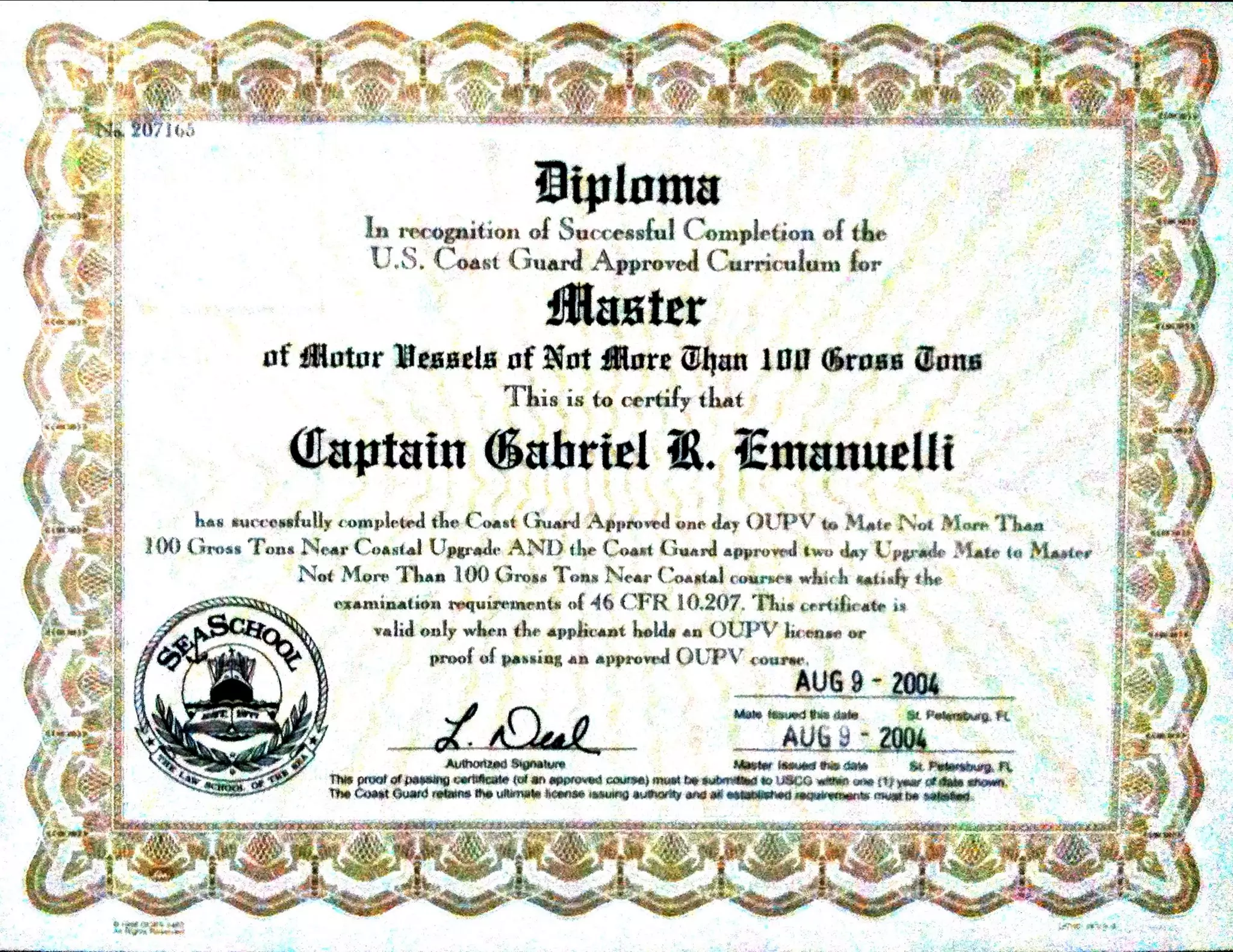 Sea school uscg master captain diploma | PPT