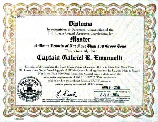 Sea school uscg master captain diploma | PPT