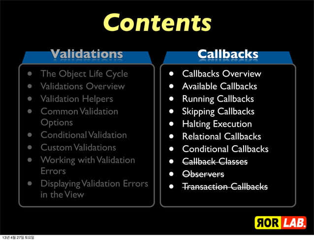 ActiveRecord Callbacks - RORLab Season 3-5 | PDF