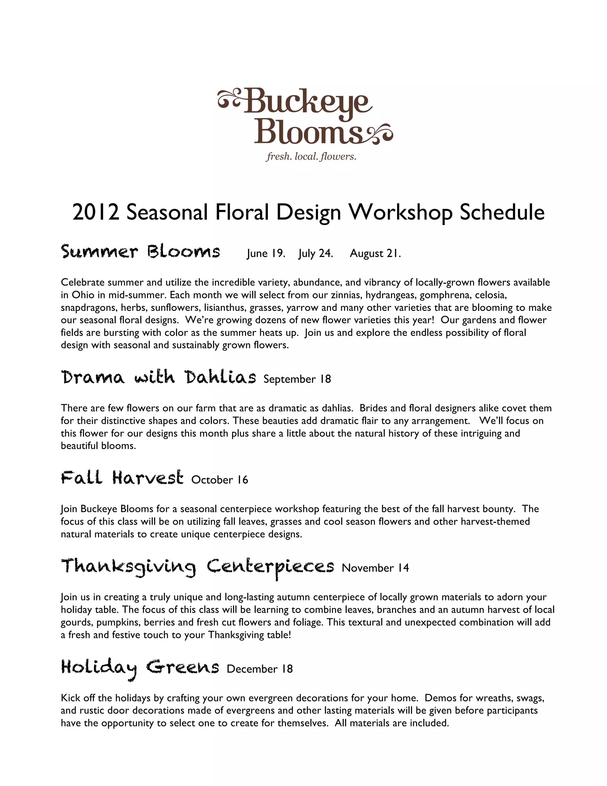 Seasonal floral design workshop series | PDF | Gardening | Home & Garden