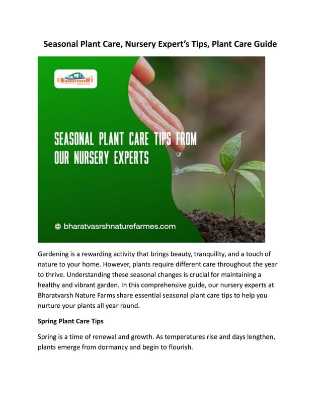 seasonal plant care, nursery expert’s tips, plant care guide | PDF ...