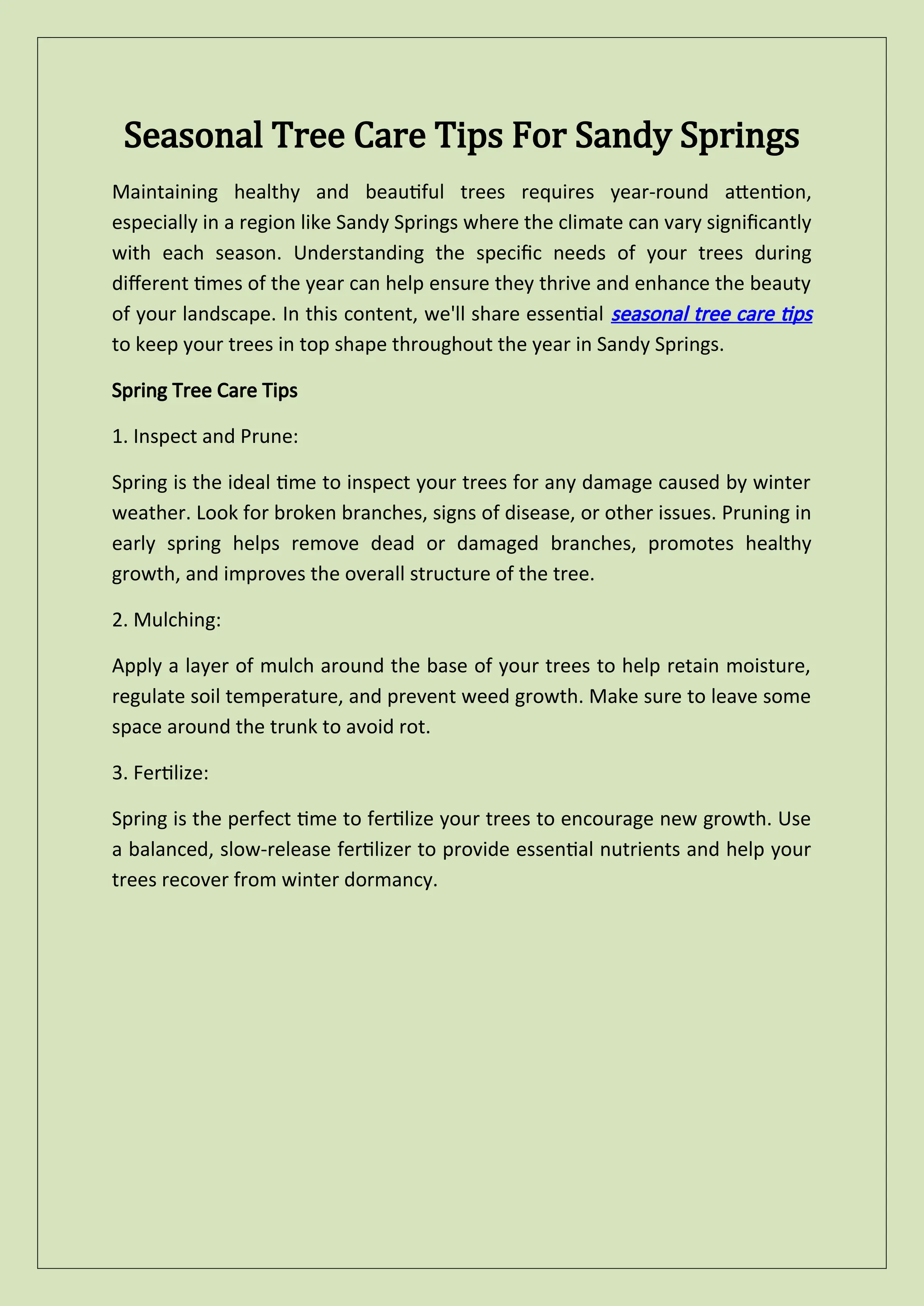 Seasonal Tree Care Tips For Sandy Springs.docx | Free Download
